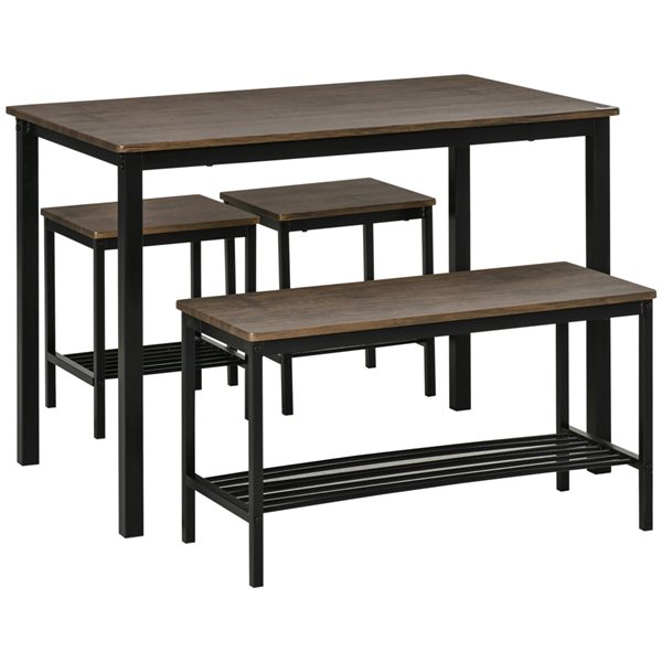 HOMCOM Rustic Brown Dining Set with Rectangular Table - Set of 4 835 ...