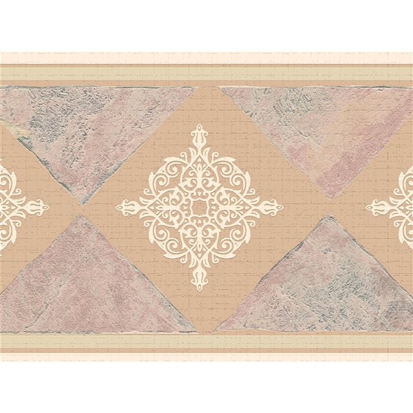 Dundee Deco 7-in Pink/Tan Self-Adhesive Wallpaper Border | RONA