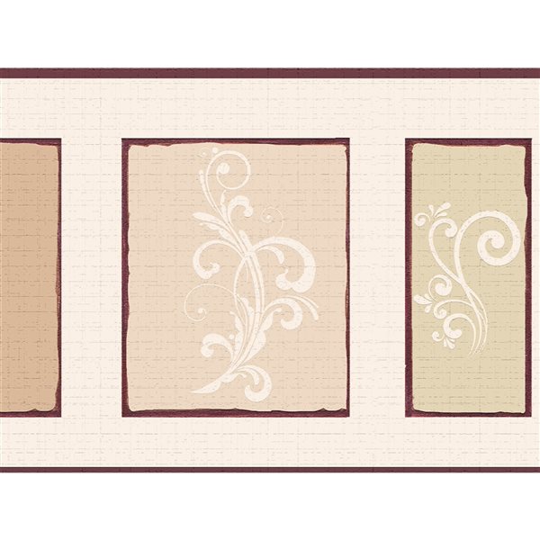 Dundee Deco 7-in Burgundy/Beige Self-Adhesive Wallpaper Border | RONA