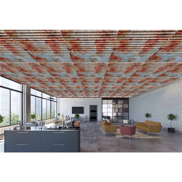 Dundee Deco Falkirk Perth 24-in x 24-in Corrugated Old Tin Roof Drop ...