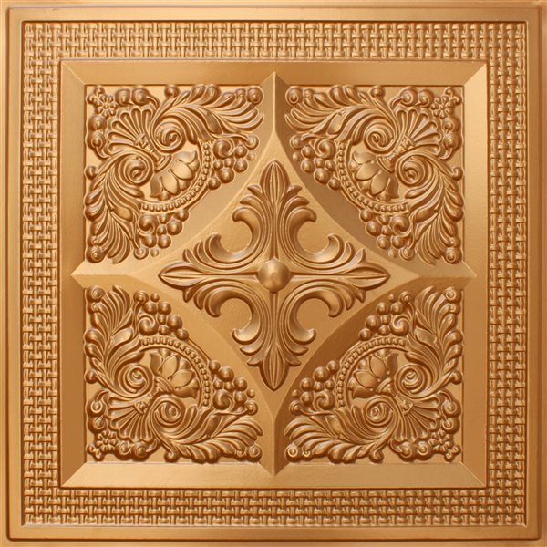 Dundee Deco Falkirk Perth 24-in x 24-in Floral Gold Surface-Mount Panel ...