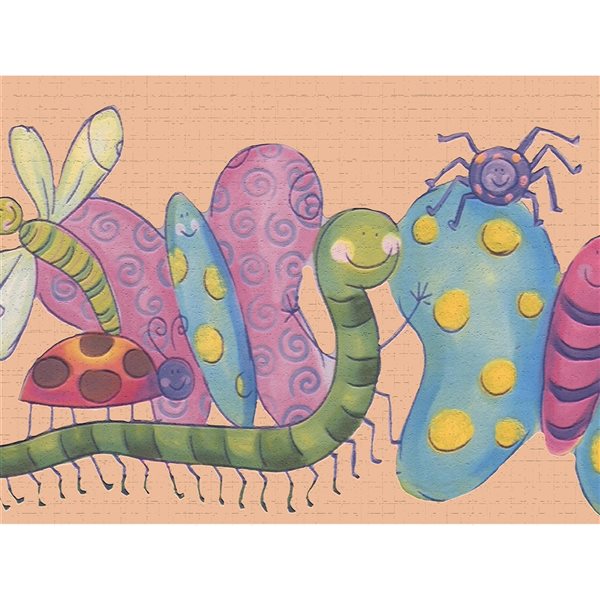 Dundee Deco Kids Pink Green Yellow Bees and Bugs Peel and Stick ...