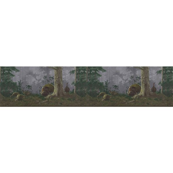 Dundee Deco Nature Brown Green Forest Peel and Stick Wallpaper Border ...