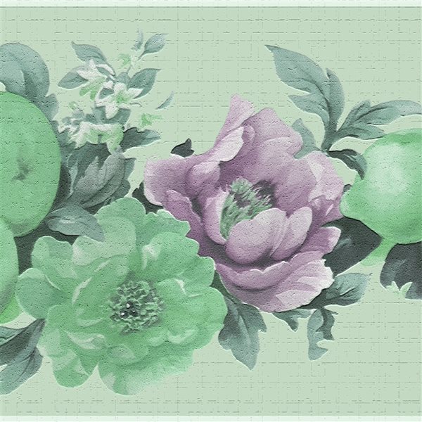Dundee Deco Floral Green Purple Fruits Flowers Peel and Stick Wallpaper ...