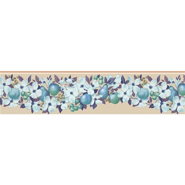 Dundee Deco Floral Blue Purple Flowers Fruits Peel and Stick Wallpaper ...