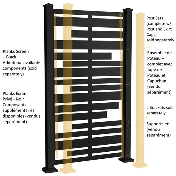 SUNBELLY PRIVACY SCREENS Sunbelly 36 x 68-in Aluminum Black Screen ...