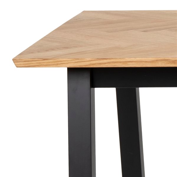 Actona Brighton Rectangular Oak Veneer and Black MDF Dining Table 87597 ...