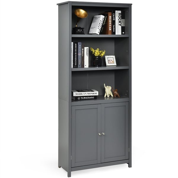 Costway Grey Composite 3-shelf Standard Bookcase HW61830GR | RONA