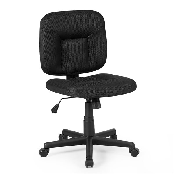 Costway Black Contemporary Ergonomic Adjustable Height Armless Swivel ...