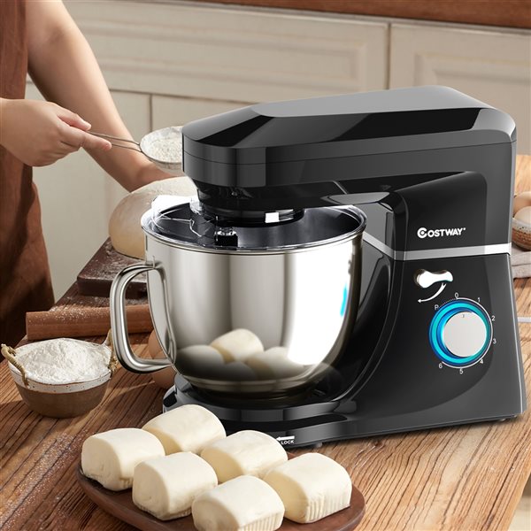 Costway 7-L 6-Speed 660 W Black Commercial/Residential Stand Mixer ...
