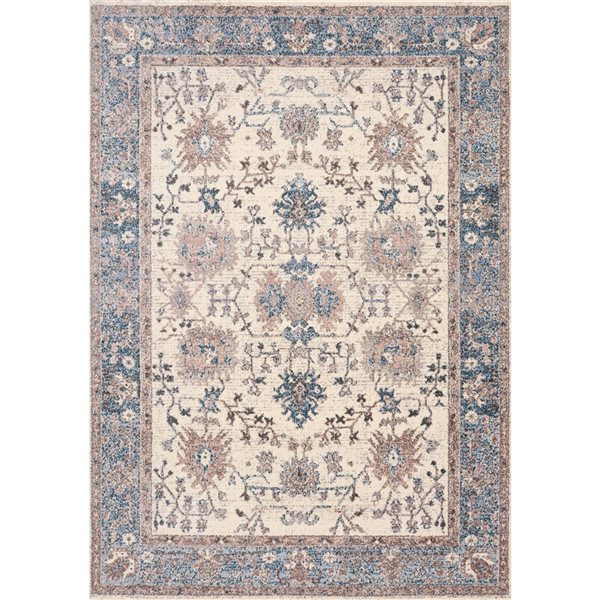 Kalora Safi 5-ft x 8-ft Cream Rectangular Indoor Medallion Vintage Area ...