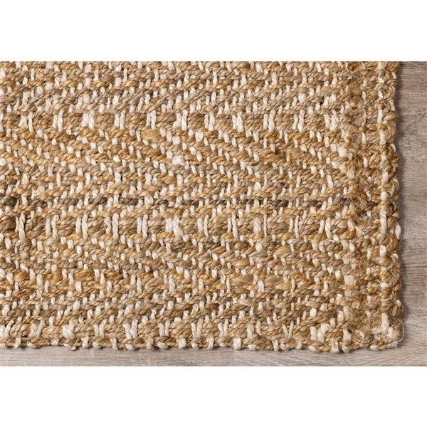 Kalora Naturals 6-ft x 8-ft Beige Rectangular Indoor Chevron Farmhouse ...