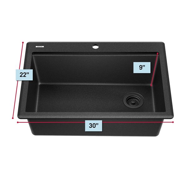 Delta Everest Drop-In 30-in x 16-in Black Granite Composite Single Bowl ...