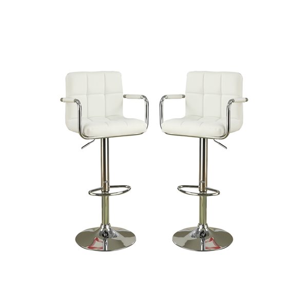 Simple Relax White Adelina Faux Leather Bar Stools - Set of 2 SR011567 ...