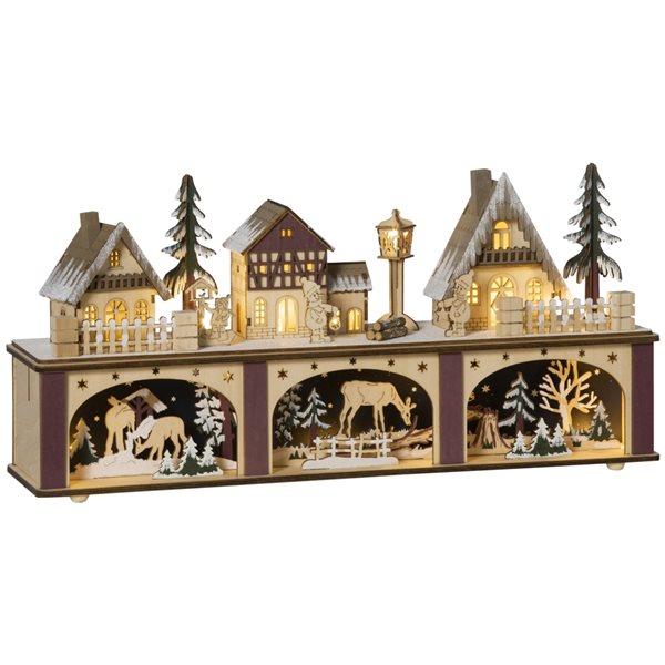 HOMCOM Pre-lit Christmas Village Winter Wonderland with LED Lights 830 ...