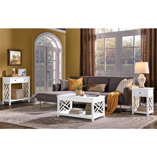 Alaterre Coventry White Pine Accent Table Set - 3-Piece ANCT011418WH | RONA