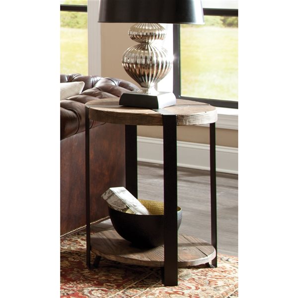 Alaterre Modesto Black and Brown Wood Round End Table AMSA1520 | RONA