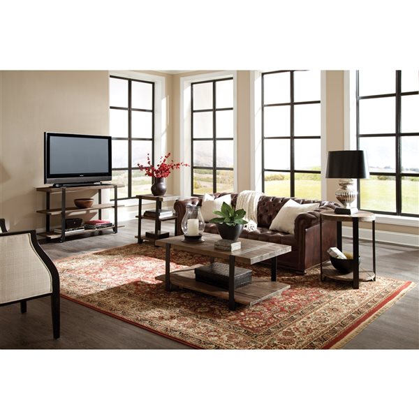 Alaterre Modesto Black and Brown Wood Round End Table AMSA1520 | RONA