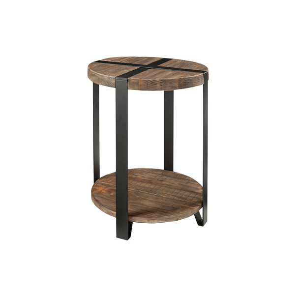 Alaterre Modesto Black and Brown Wood Round End Table AMSA1520 | RONA
