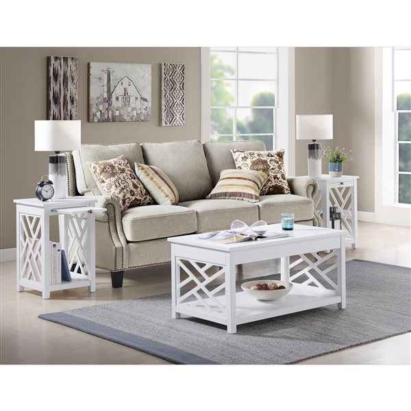 Alaterre Coventry White Pine Accent Table Set - 3-Piece ANCT02214WH | RONA
