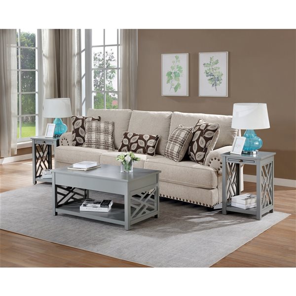 Alaterre Coventry 36-in Grey Pine Accent Table Set - 3-Piece ...