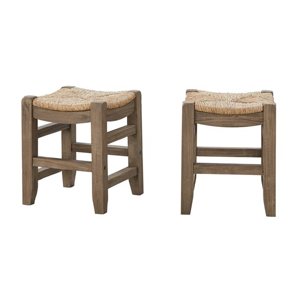Alaterre Newport Light Amber 18-in Stools with Rush Seats - 2-Pack ...