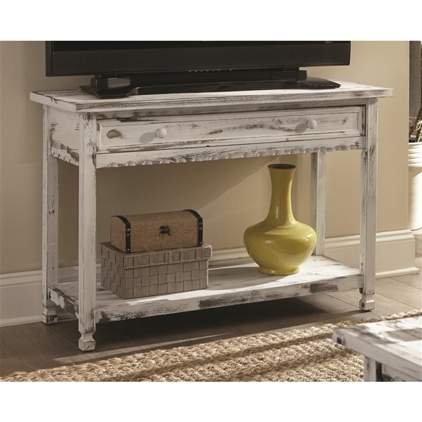 Alaterre Country Cottage White Rustic Console Table ACCA14WA | RONA