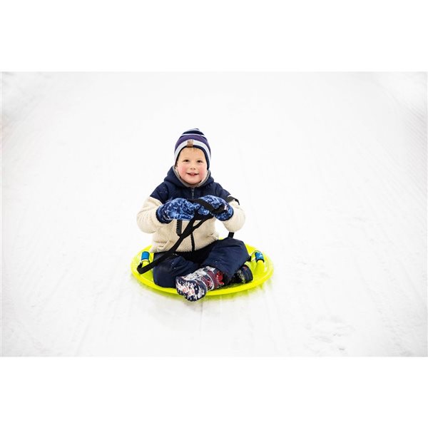Frost Rush 1-Person Yellow Plastic Snow Sled with Uphill Pull Cord ...