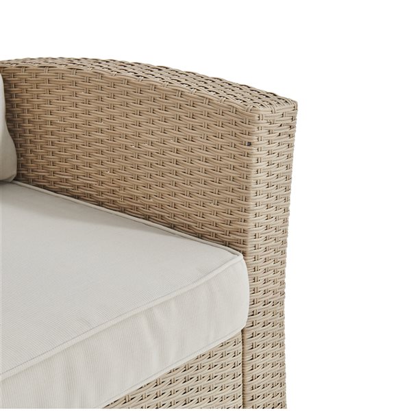 Alaterre Canaan Cream Wicker Metal Stationary Armchair with Off-White ...