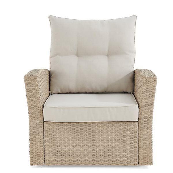 Alaterre Canaan Cream Wicker Metal Stationary Armchair with Off-White ...