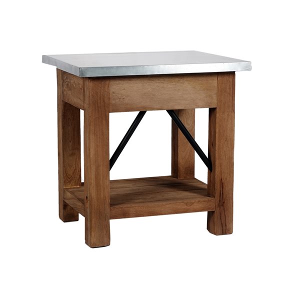 Alaterre Millwork Light Amber and Brown Wood Square End Table with ...