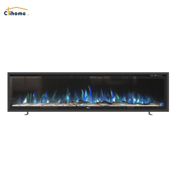 Clihome 72-in Black Fan-Forced Electric Fireplace with Remote Control ...
