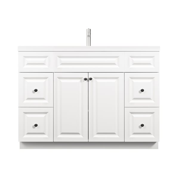 Luxo Marbre West 30.25-in Matte White Single Sink Bathroom Vanity with ...