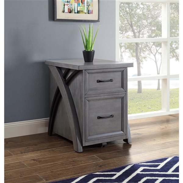 HomeTrend Isidore Grey Wood 2-Drawer File Cabinet 1702GY-18 | RONA