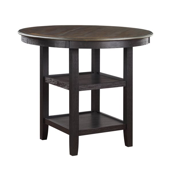 HomeTrend Asher Brown Wood Round Fixed Counter (35-in to 36-in H) Table ...