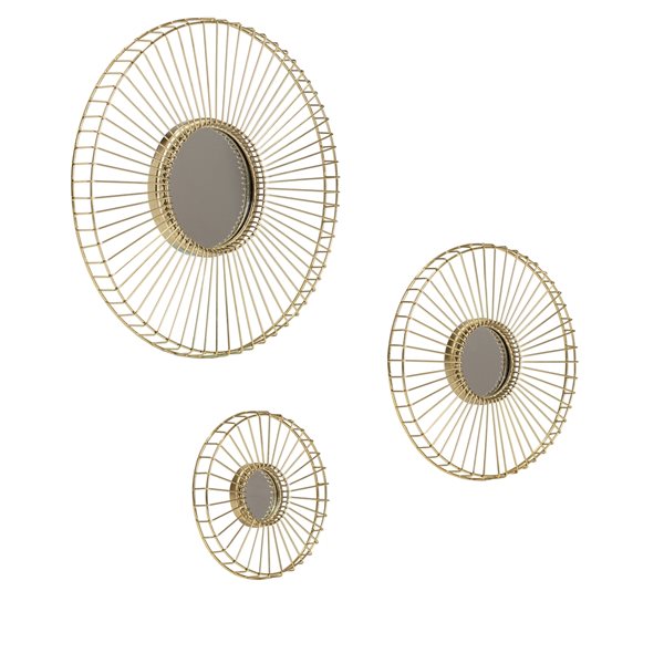 Habitat Ariston 15-in L x 15-in W Round Gold Framed Wall Mirrors - Set ...
