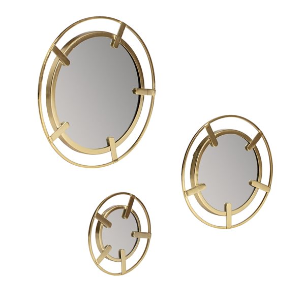 Habitat Theron 15-in L x 15-in W Round Gold Framed Wall Mirrors - Set ...