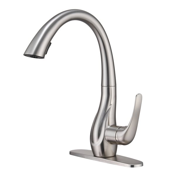 Mondawe Brushed Nickel 2-Function Pull-down 1-handle Deck Mount Kitchen ...
