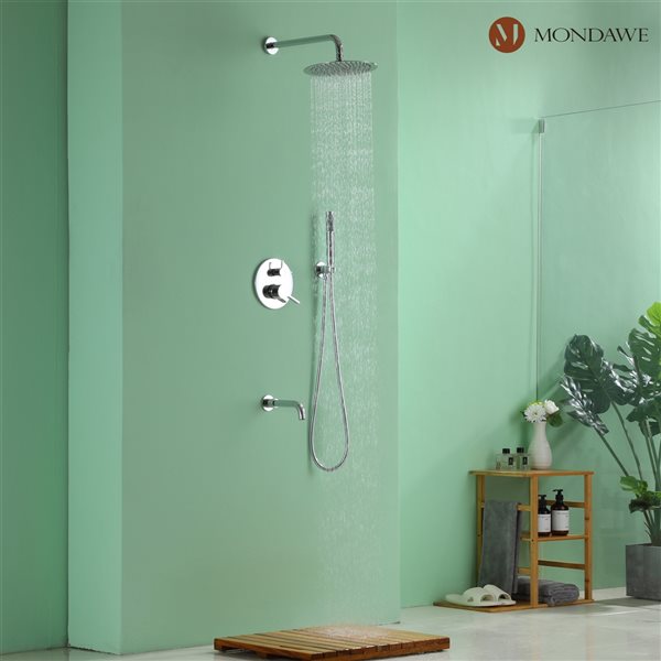 Mondawe 10-in Wall Mount Built-in Shower System Set with Tub Spout-in ...