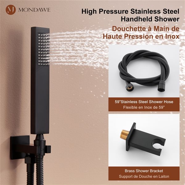 Mondawe 12-in Ceiling Mount Thermostatic Rain Shower System with ...