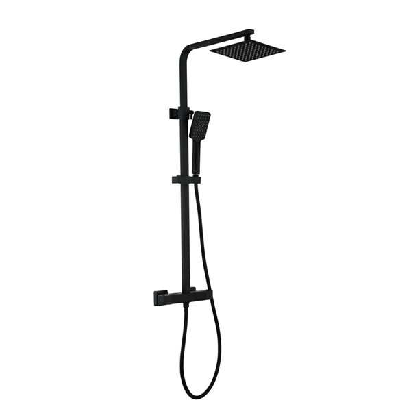 Mondawe Thermostatic Shower Bar System with Square Shower Head-in Matte ...