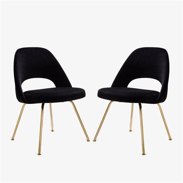 TAKE ME HOME Black Velvet Flint Chair with Gold Legs - Set of 2 | RONA