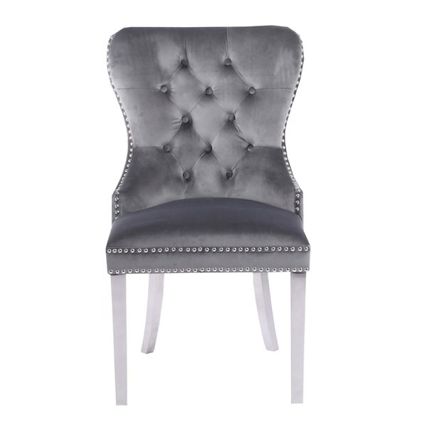 TAKE ME HOME Plain Back Grey Chair and Steel Legs - Set of 2 PLAZB-5172 ...