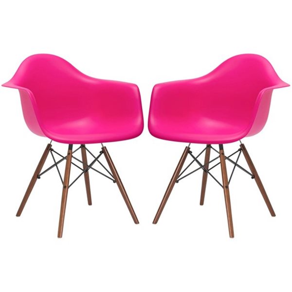 TAKE ME HOME Bucket Dark Pink Chair withWood Base - Set of 2 PC-802W-RS ...