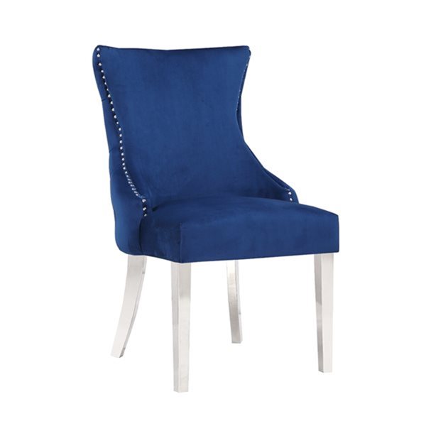 TAKE ME HOME Stone Ocean Blue Chair and Wood Legs - Set of 2 WOZB-5191 ...