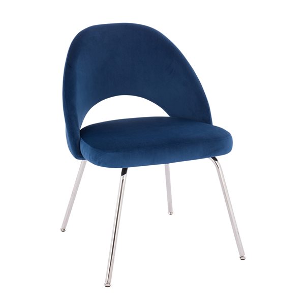 TAKE ME HOME Blue Velvet Flint Chair with Steel Legs - Set of 2 BLUYCL ...
