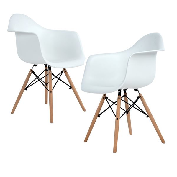 TAKE ME HOME Bucket White Chair withWood Base - Set of 2 PC-802W-US | RONA