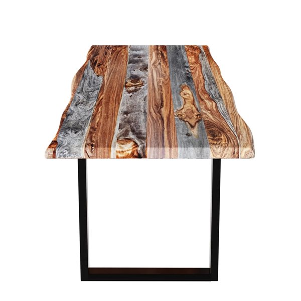 MobX Grey Sheesham 120-in x 40-in Dinning Table with U Black Legs | RONA