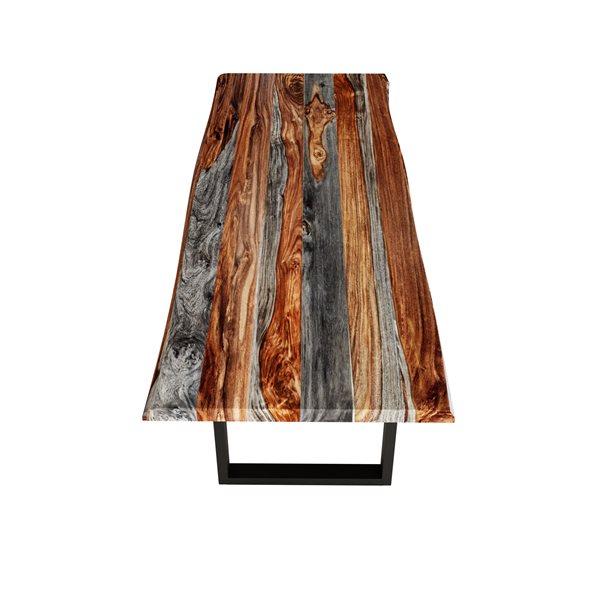 MobX Grey Sheesham 108-in x 40-in Dinning Table with U Black Legs | RONA