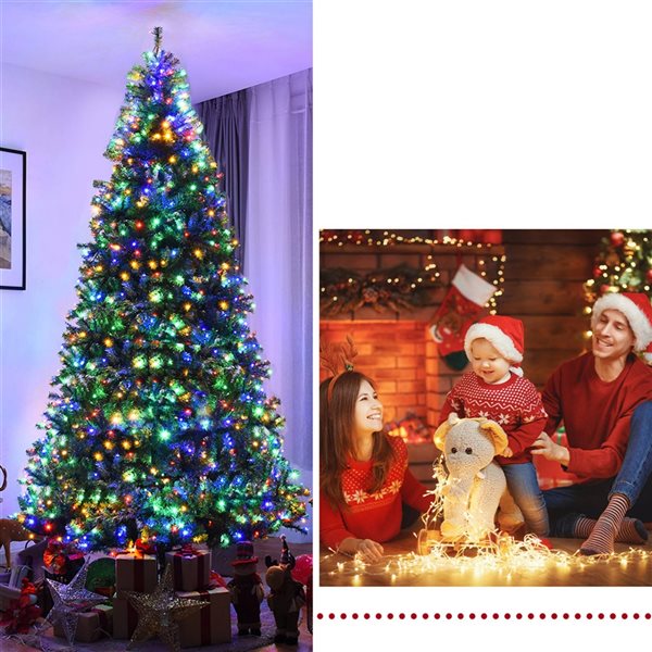 Costway 9-ft Pre-Lit Artificial Christmas Tree Premium Hinged with 1000 ...